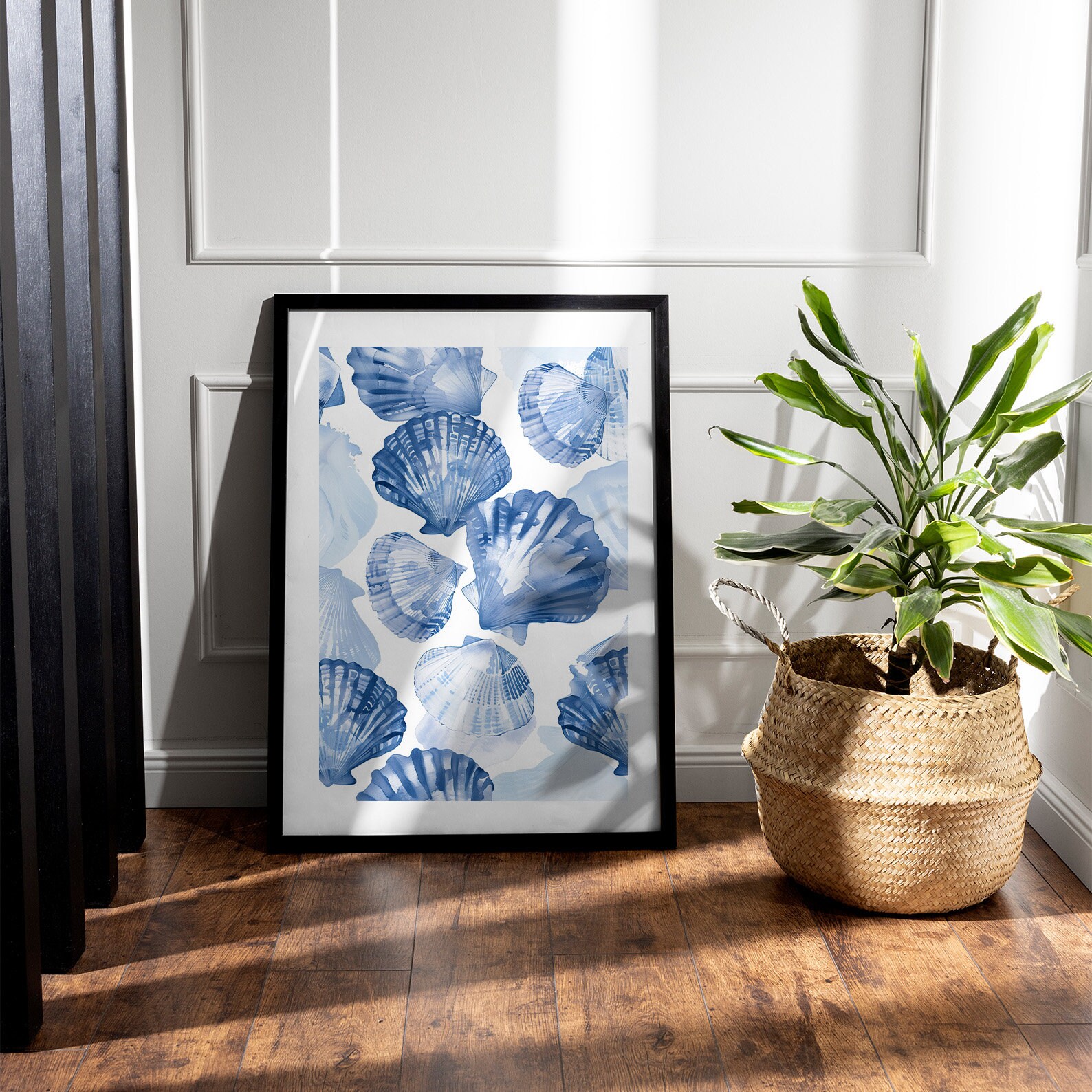 Blue Seashells Coastal Wall Art, Costal Sea Illustration Wall Art Print ...