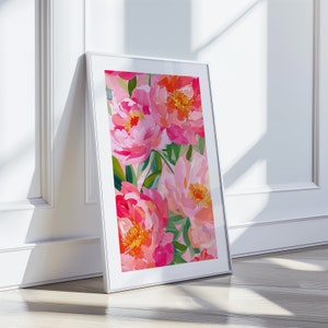 Pink Flowers Print Wall Art, Botanical Poster Printable Wall Art ...