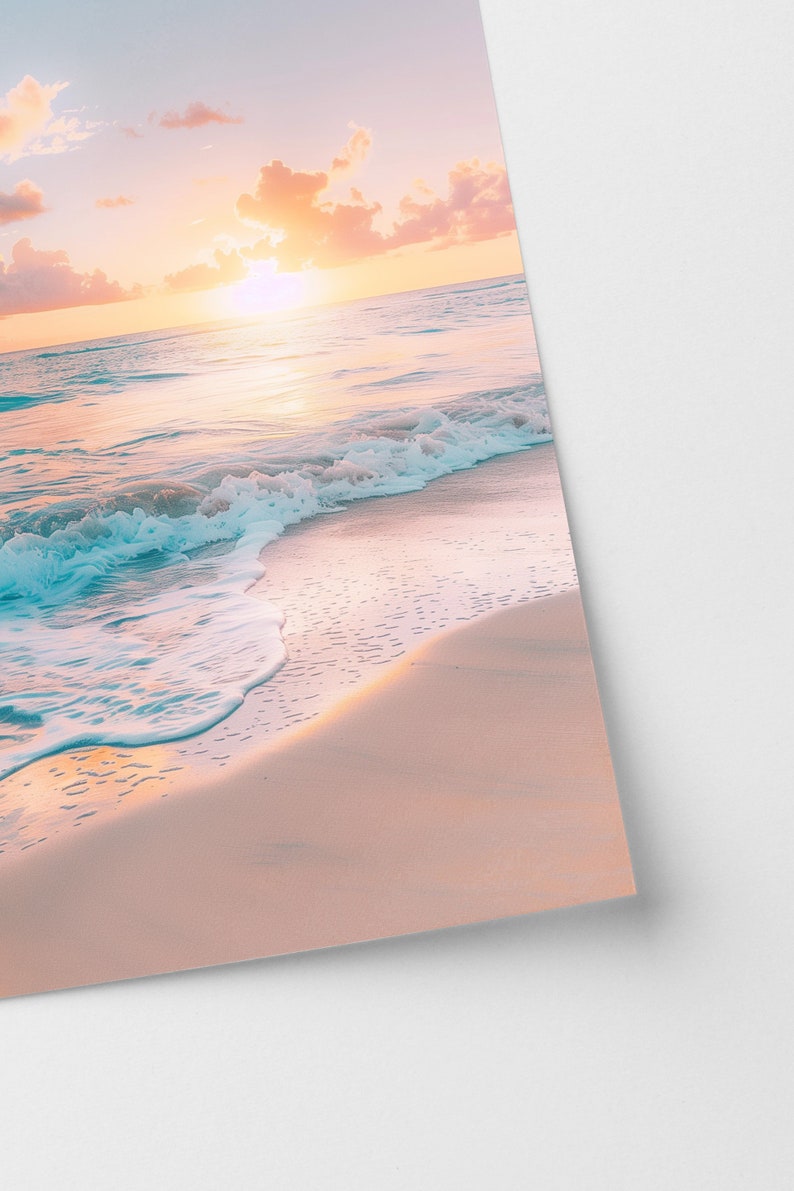 Pastel Sunset at the Beach Print Wall Art, Tropical Coastal Prints ...