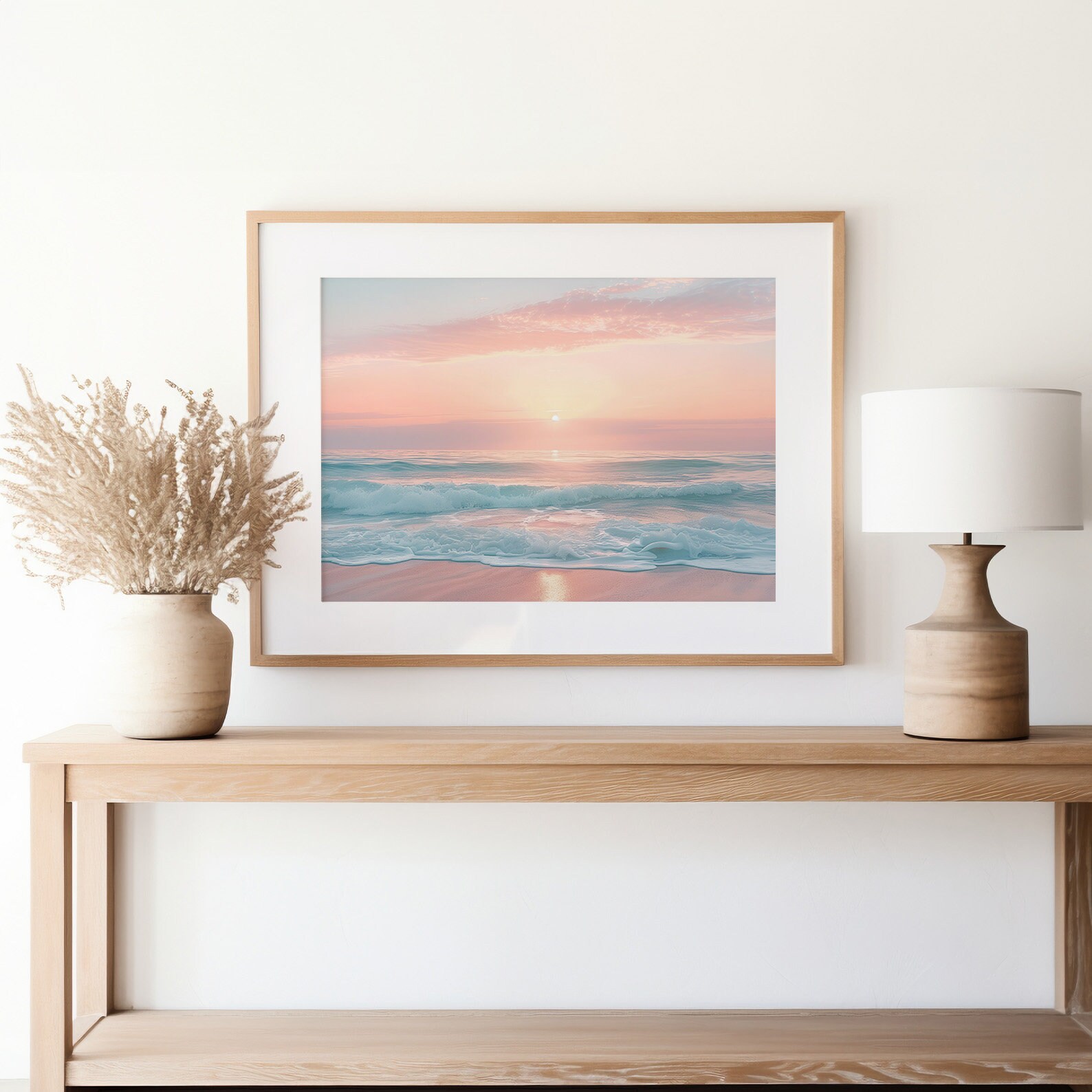 Beautiful Pastel Horizontal Sunset Ocean Beach Print Wall Art, Boho ...