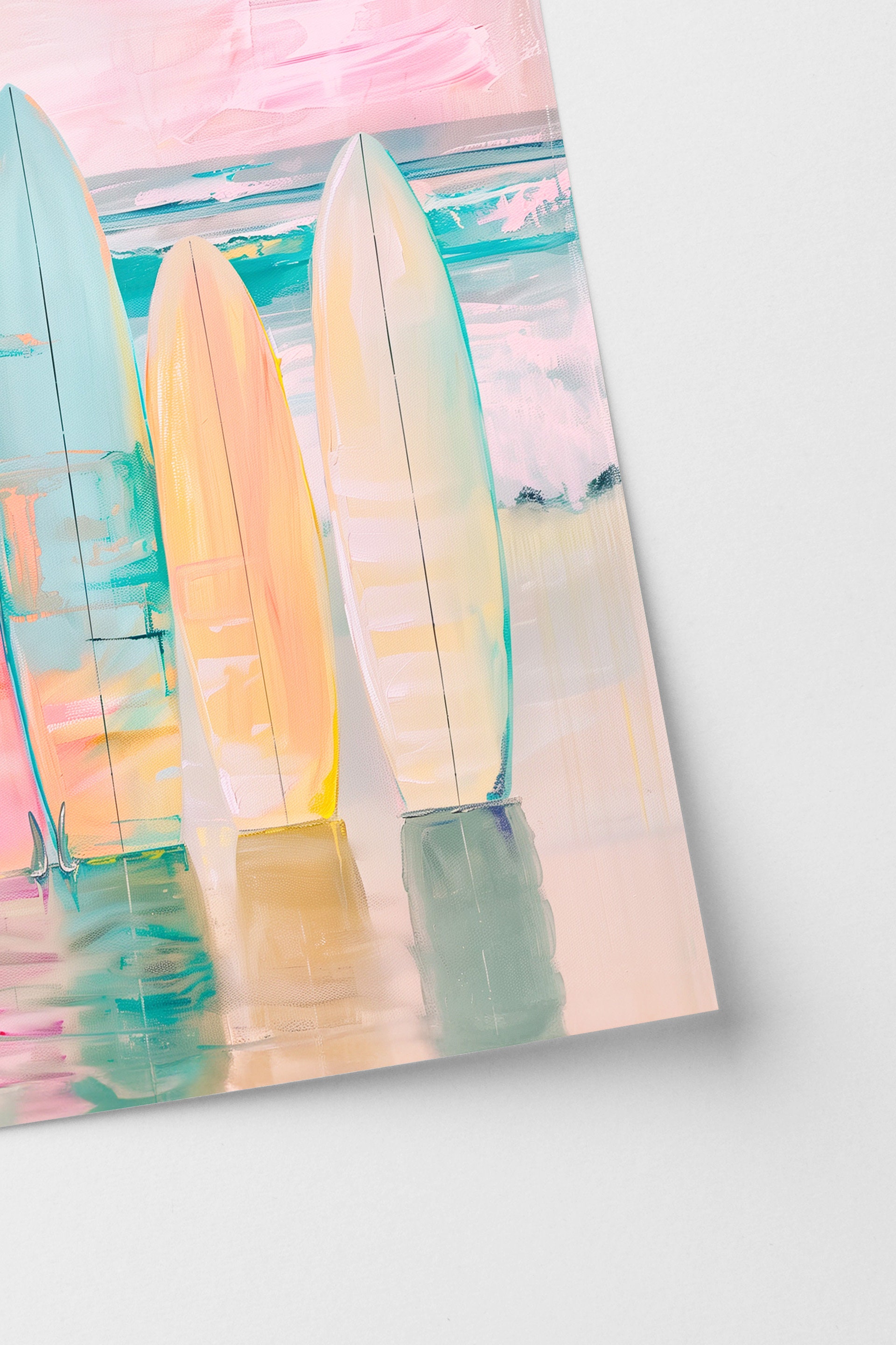 Colorful Pastel Surfboards Painting, Surfing Wall Art Print, Coastal ...
