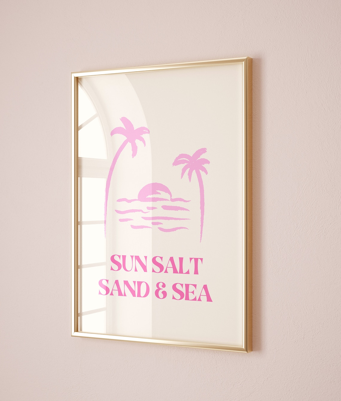 Sun Salt Sand and Sea Pink Coastal Poster, Beach Poster Printable Cute ...
