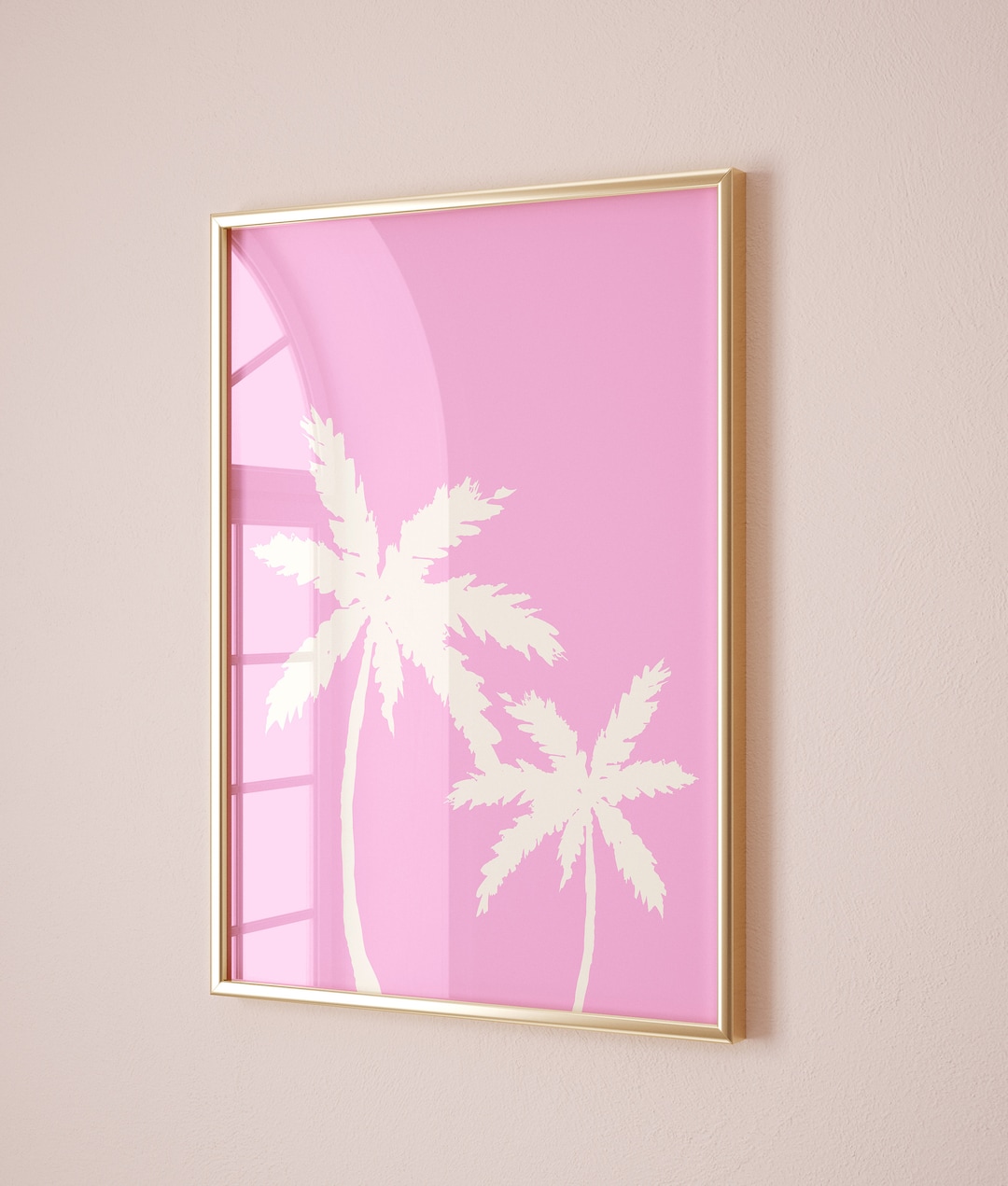Pink Palm Trees Digital Printable Wall Art, Coastal Beach Art Printable ...