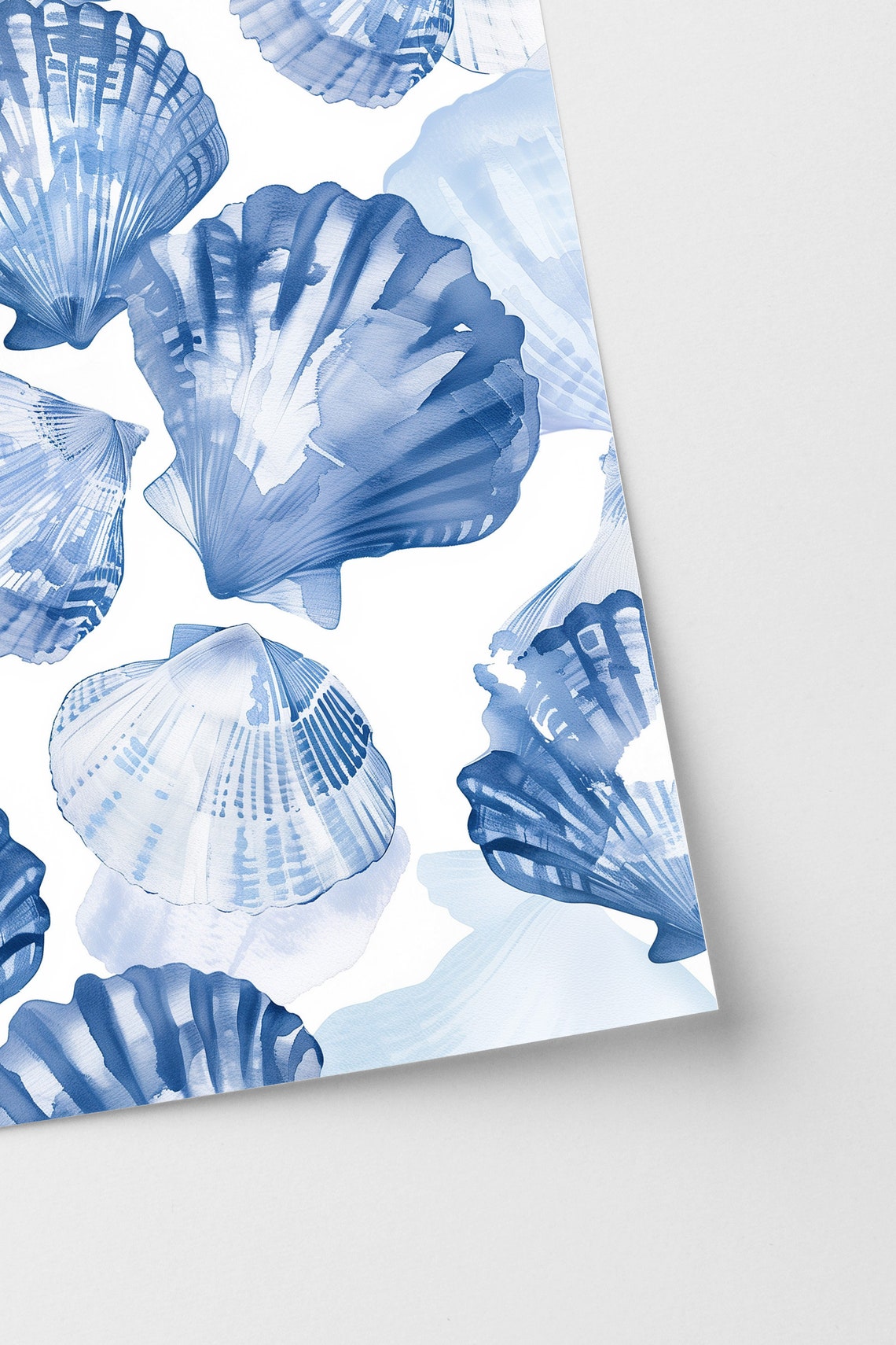 Blue Seashells Coastal Wall Art, Costal Sea Illustration Wall Art Print ...