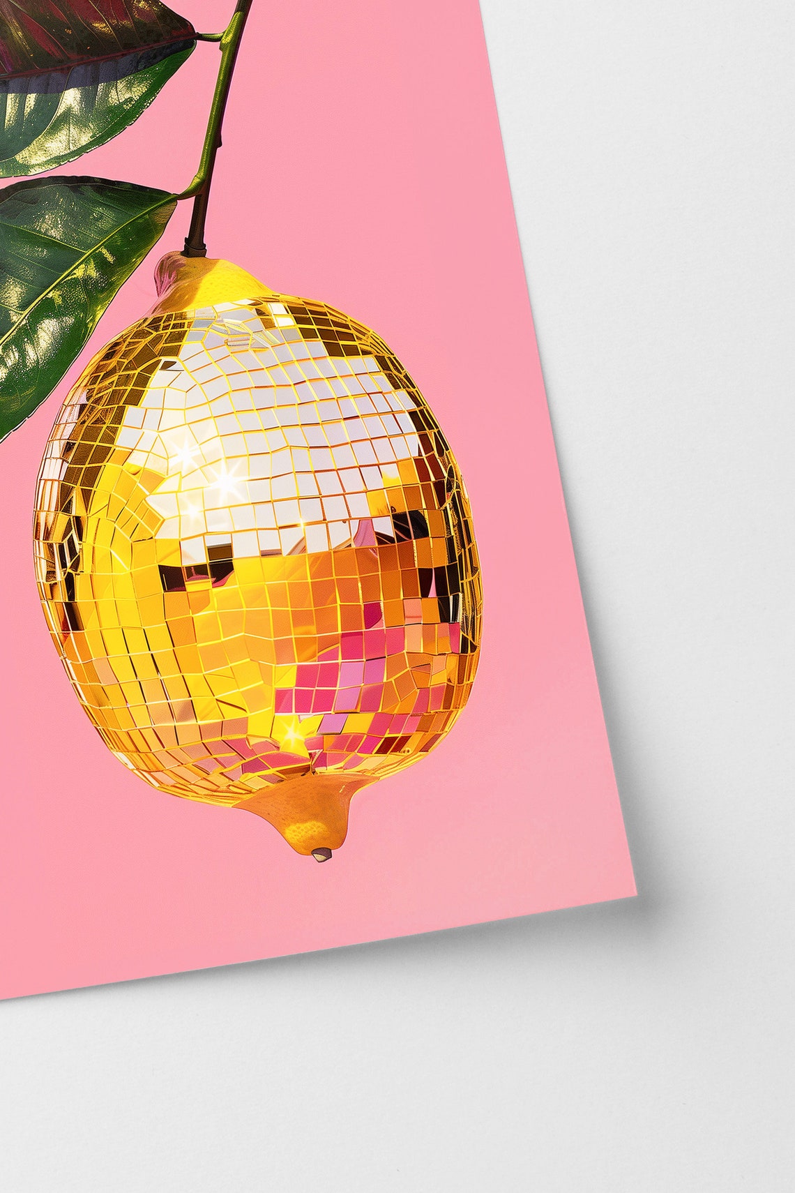 Disco Lemon Pink Wall Art Printable Poster, Preppy Pink Trendy Dorm ...