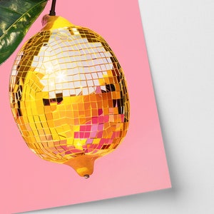 Disco Lemon Pink Wall Art Printable Poster, Preppy Pink Trendy Dorm ...