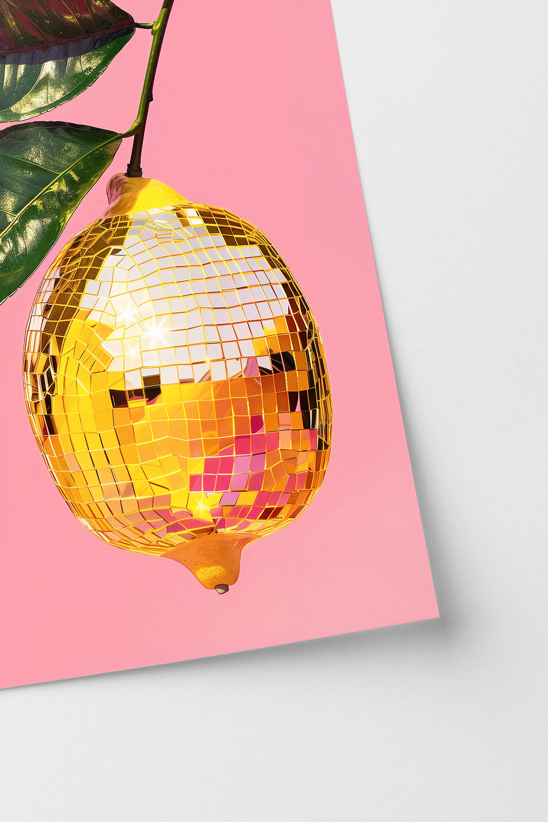 Disco Lemon Pink Wall Art Printable Poster, Preppy Pink Trendy Dorm ...