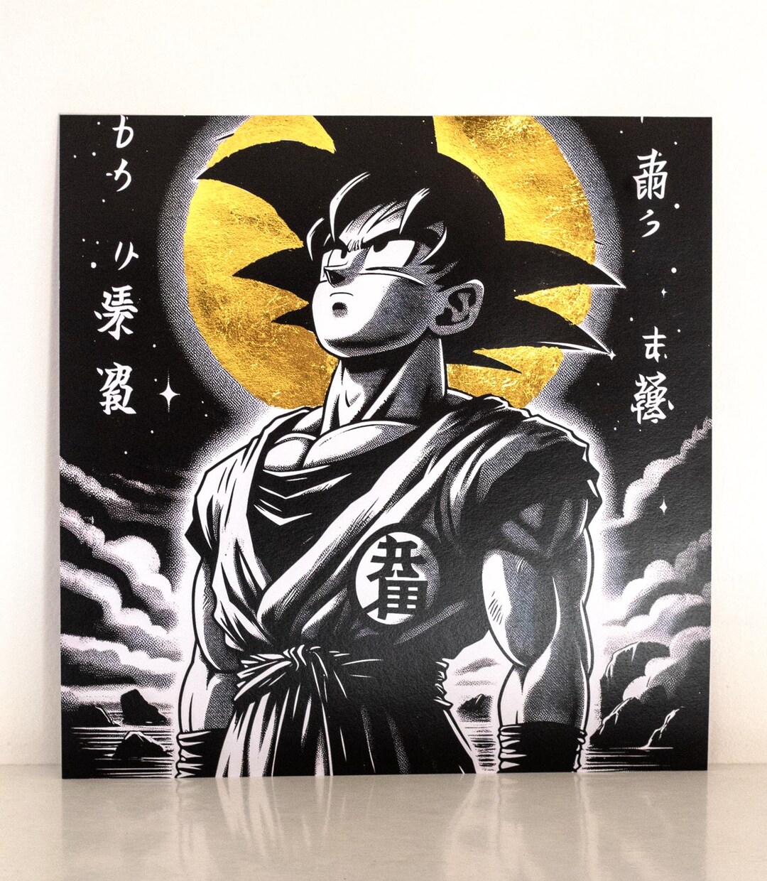 Goku Gold Leaf Art Print – Dragon Ball Fan Art Giclée 30×30 Cm ...