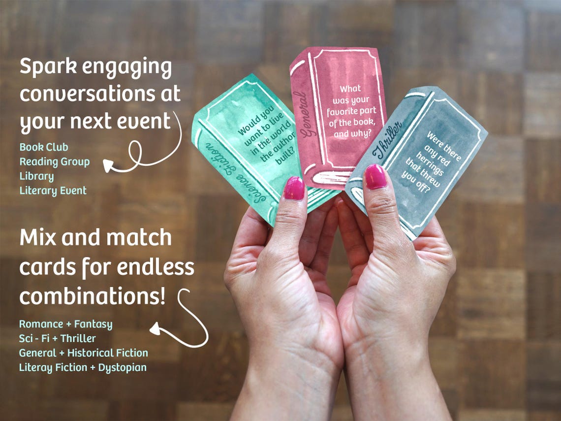 Printable Book Club Discussion Cards - Etsy