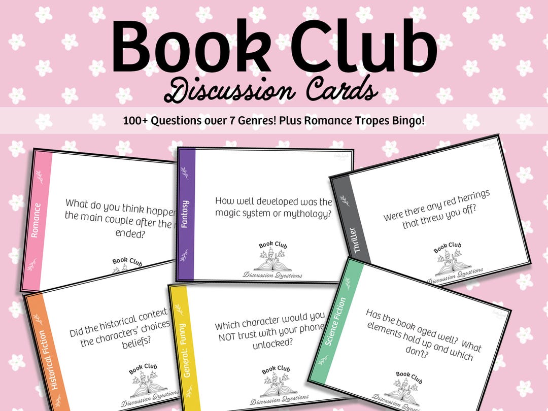 Printable Book Club Discussion Cards | 100+ Questions, Customizable ...