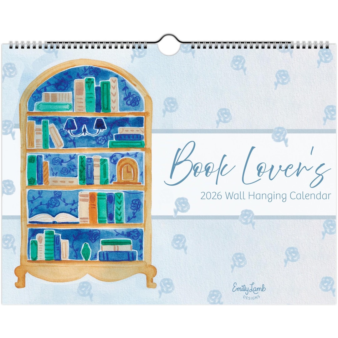 Book Lover's 2026 Wall Calendar Handpainted Genre Bookshelves Perfect ...