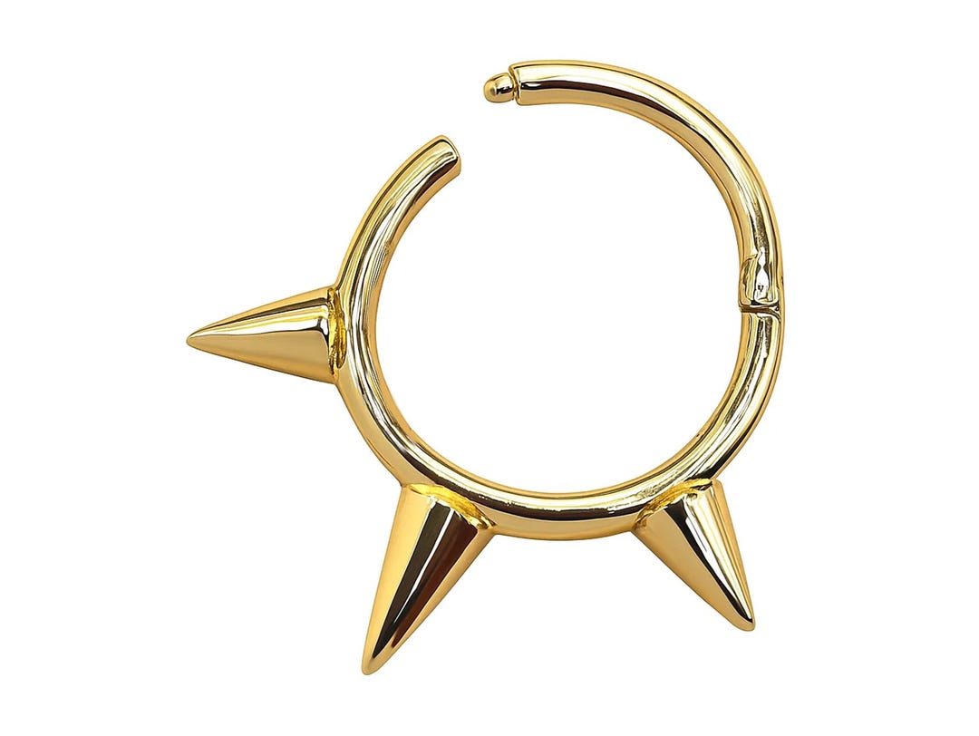 14K Gold Triple Spike Hinged Segment Ring: 16G Body Jewelry - Etsy