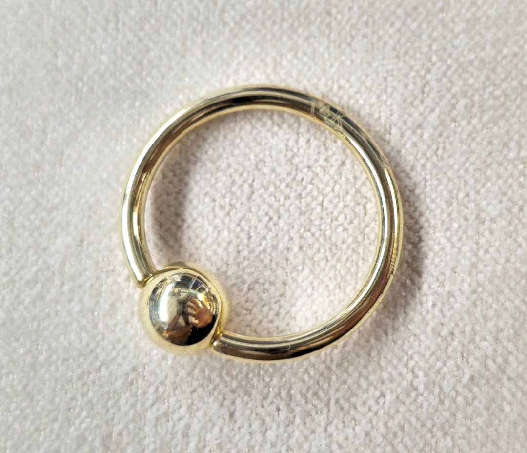 BCR 14K Gold Captive Bead Hoop, Ball Closure Ring BCR, Lip, Cartilage ...