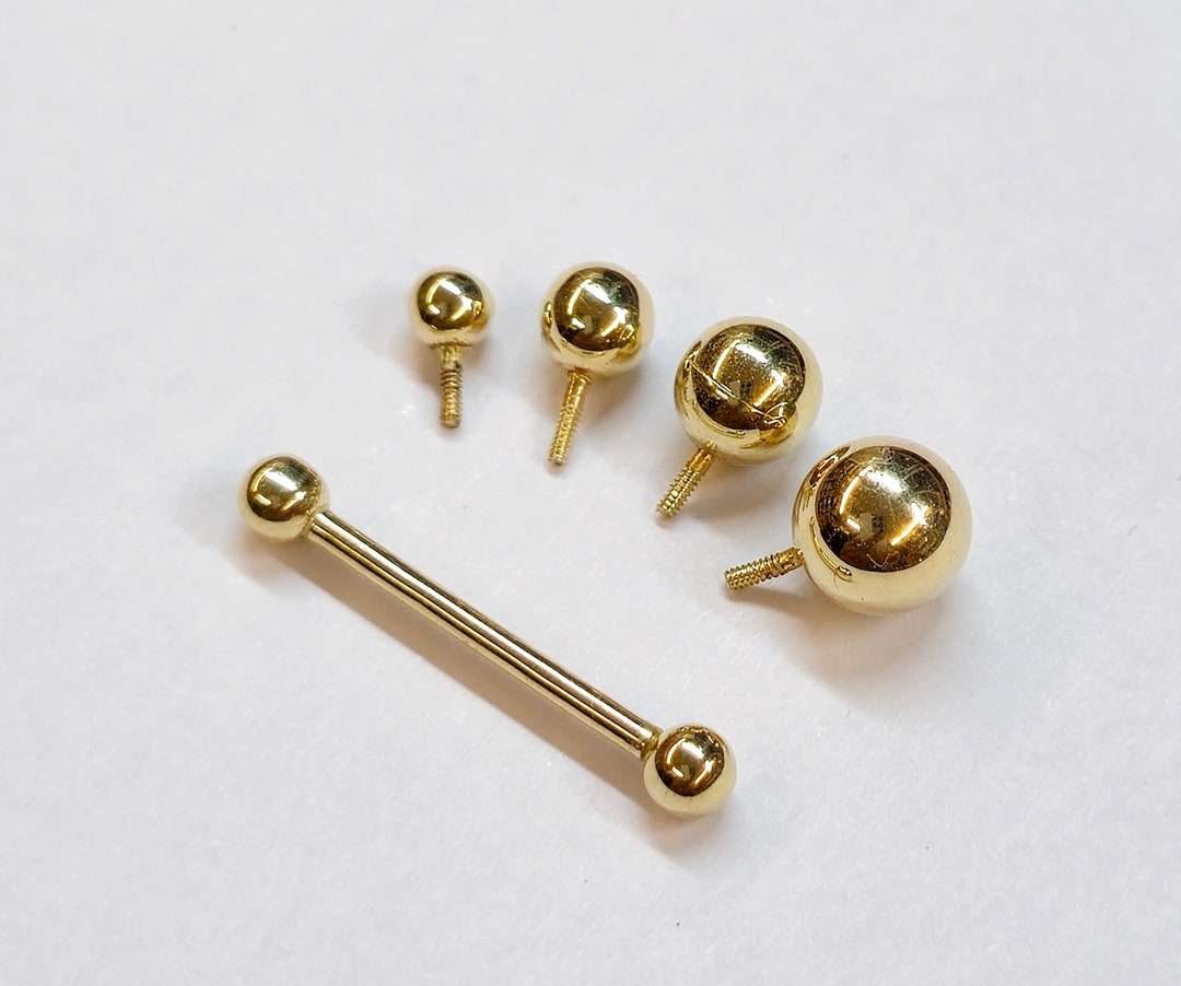 Tongue Piercing 14K Gold Internal Threading 16G Barbell Earrings ...