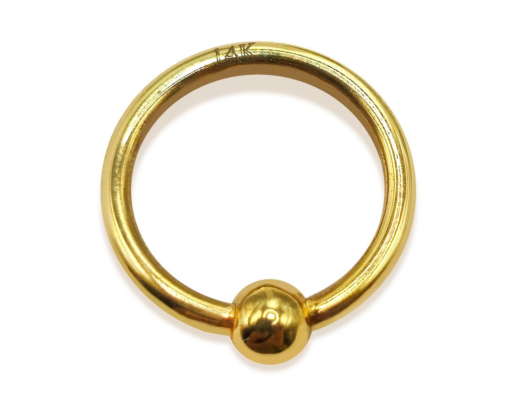Captive Bead Hoops 14K Gold Ball Closure Ring BCR 18G Nostril Stud ...