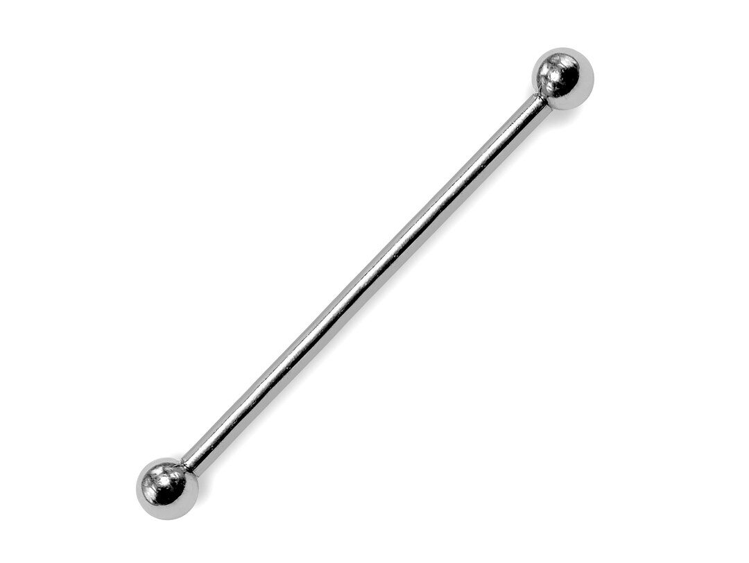 14G White Gold Industrial Barbell: Handmade Scaffold Piercing Jewelry ...