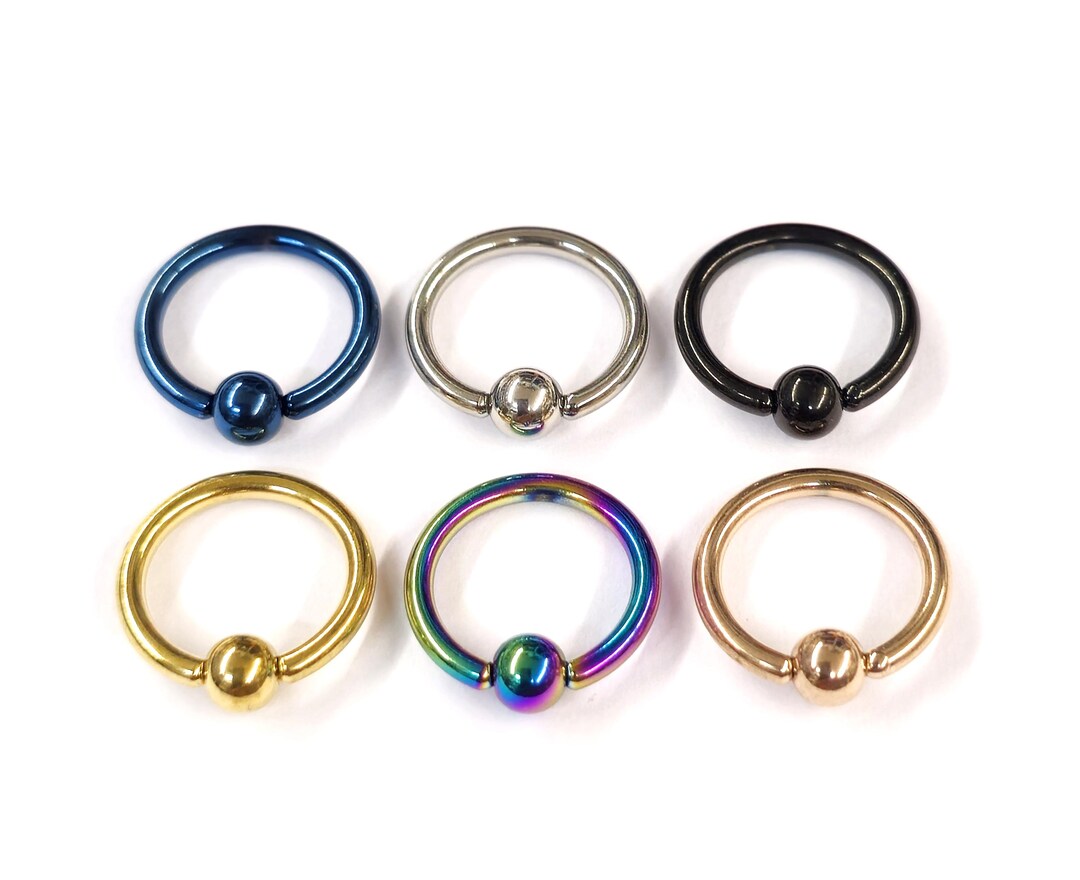 Daith Piercing Titanium / 316L Captive Bead Hoops CBR 16g Body ...