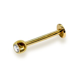 Labret Lip Piercing 14K Gold With Gem Crystal - 16G Internally Threaded ...