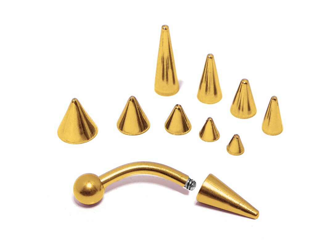 Gold Vertical Labret Piercing Jewelry Titanium / 316L Spike Curved ...