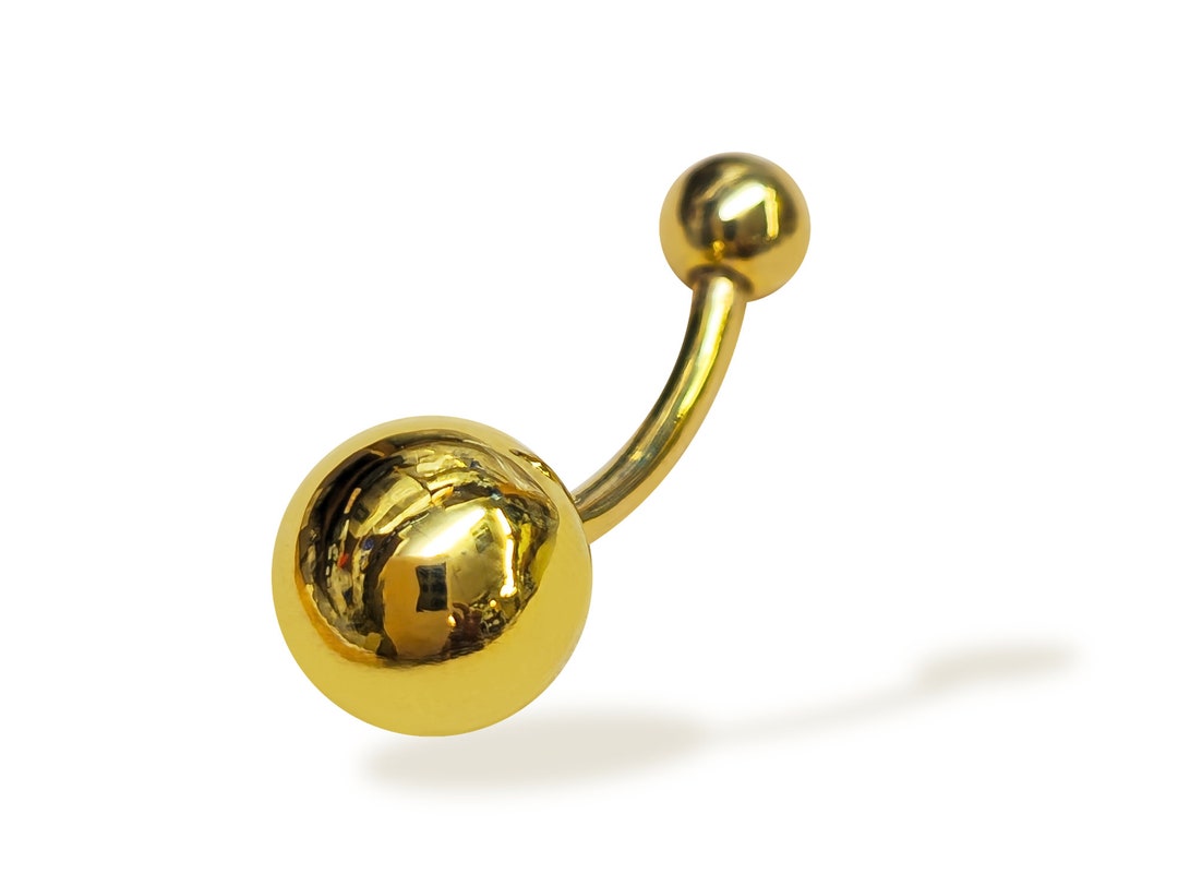 14K Solid Gold Belly Bar: Handmade 16G 14G Navel Ring - Etsy