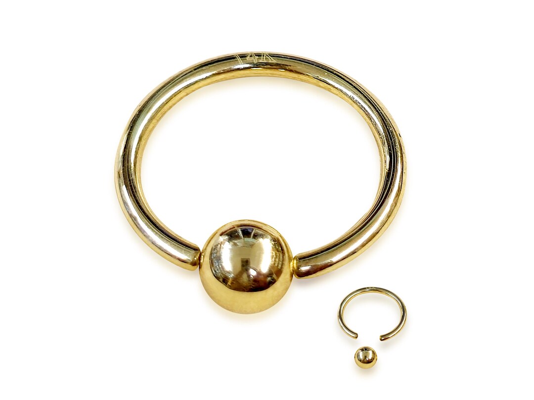 BCR 14K Gold Captive Bead Hoop, Ball Closure Ring BCR, Lip, Cartilage ...