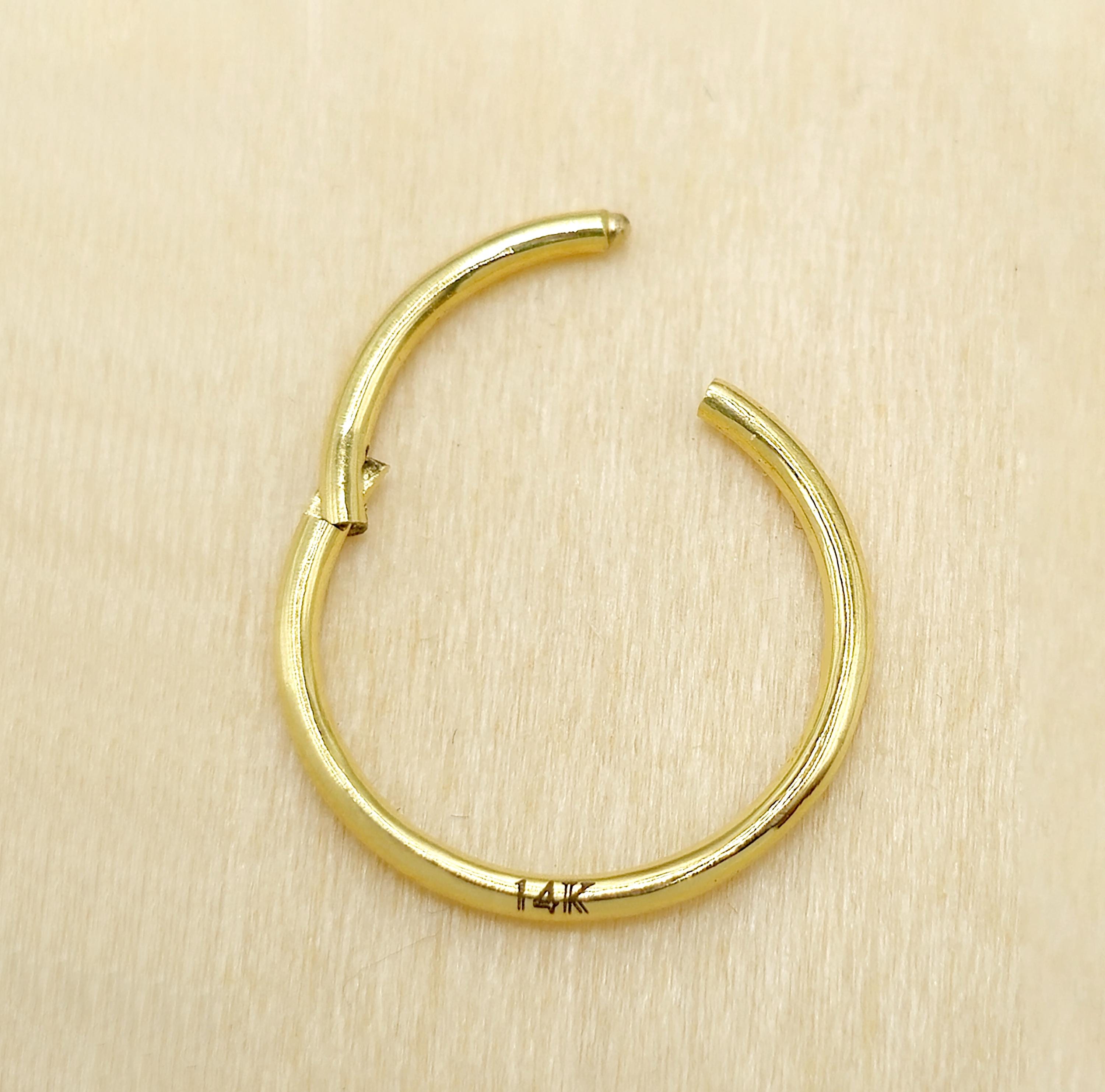14K Solid Gold Segment Hinged Ring, Clicker Hoops, Clicker Ring Daith ...