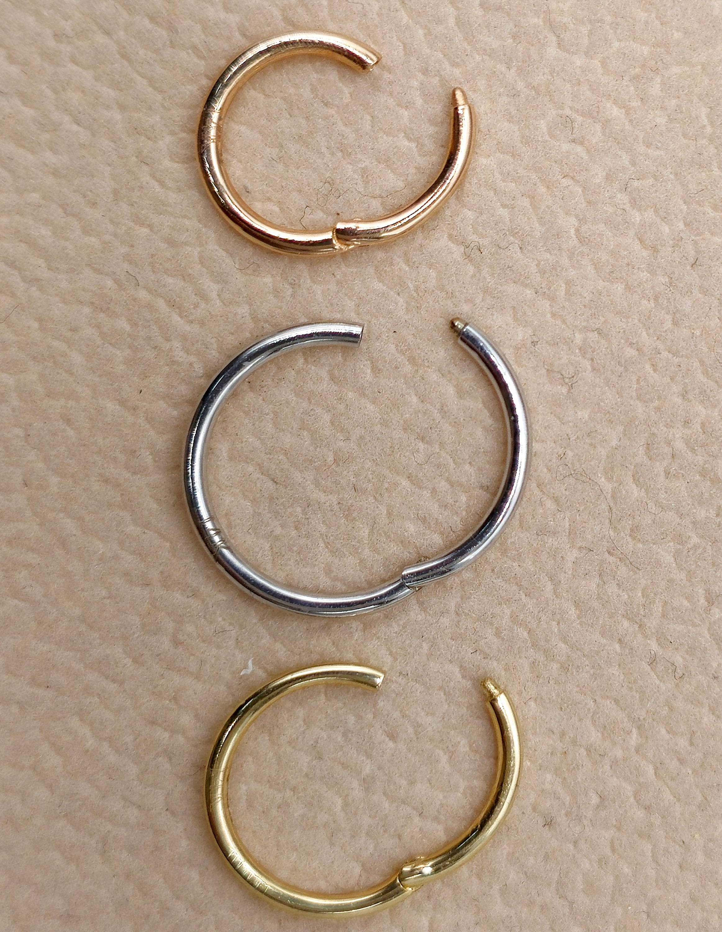 14K Solid Gold Segment Hinged Ring, Clicker Hoops, Clicker Ring Daith Body Piercing for Ears ...