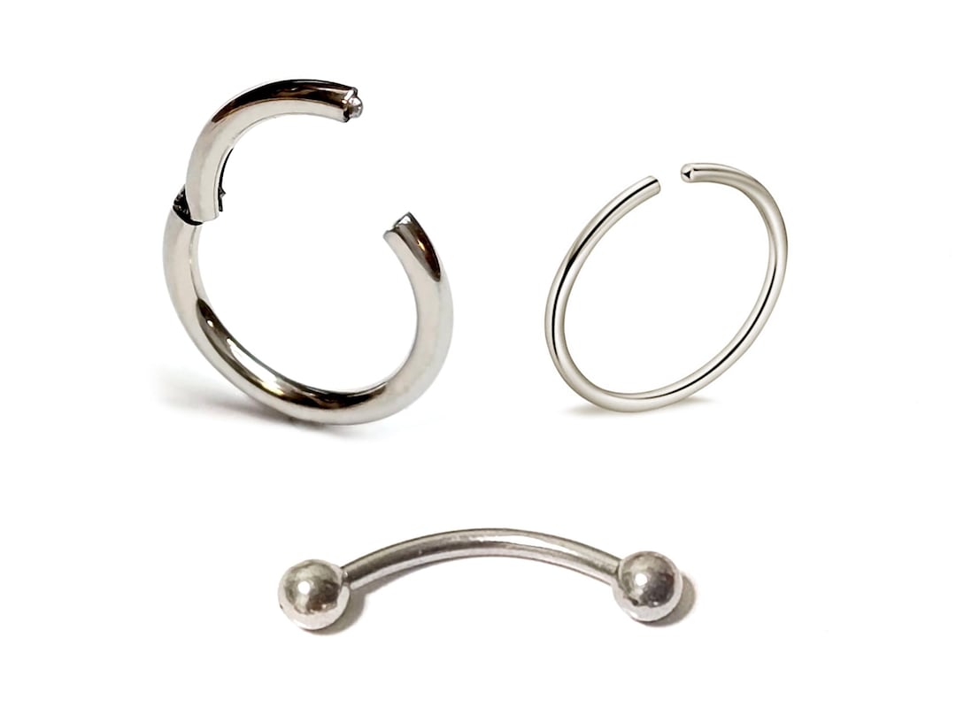 Titanium Rook Piercing: 18g 16g Rings & Curved Barbells - Etsy