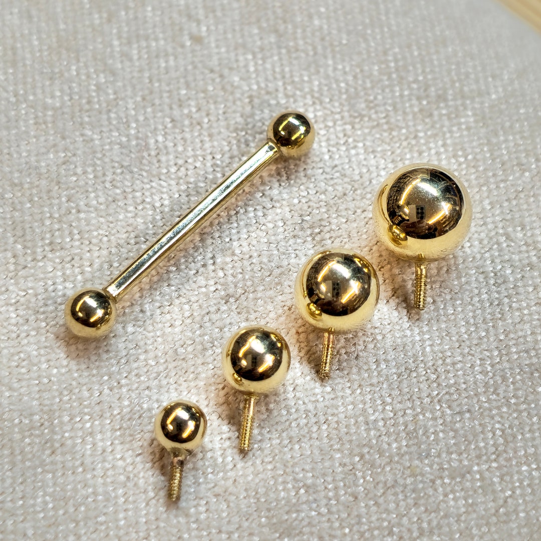 Nipple Piercing 14K Gold Internal Threading 14G Nipple Jewelry, Tongue ...