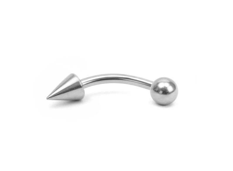 Vertical Labret Curved Barbell Lip and Eyebrow Piercing: Internally ...