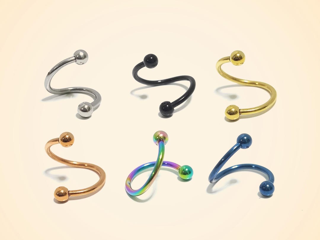 Spiral Lip Piercing Jewelry Titanium/316l Twisted Barbell Ring 14g 16g ...