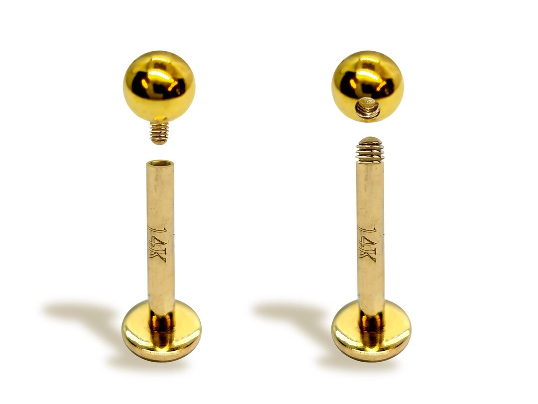 Tragus Stud Piercings 14K Gold Labret Cartilage Earrings Body Jewellery ...