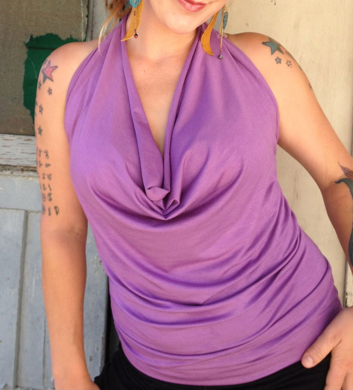 Cowl Neck Halter Top Custom Made Herban Devi Organic - Etsy