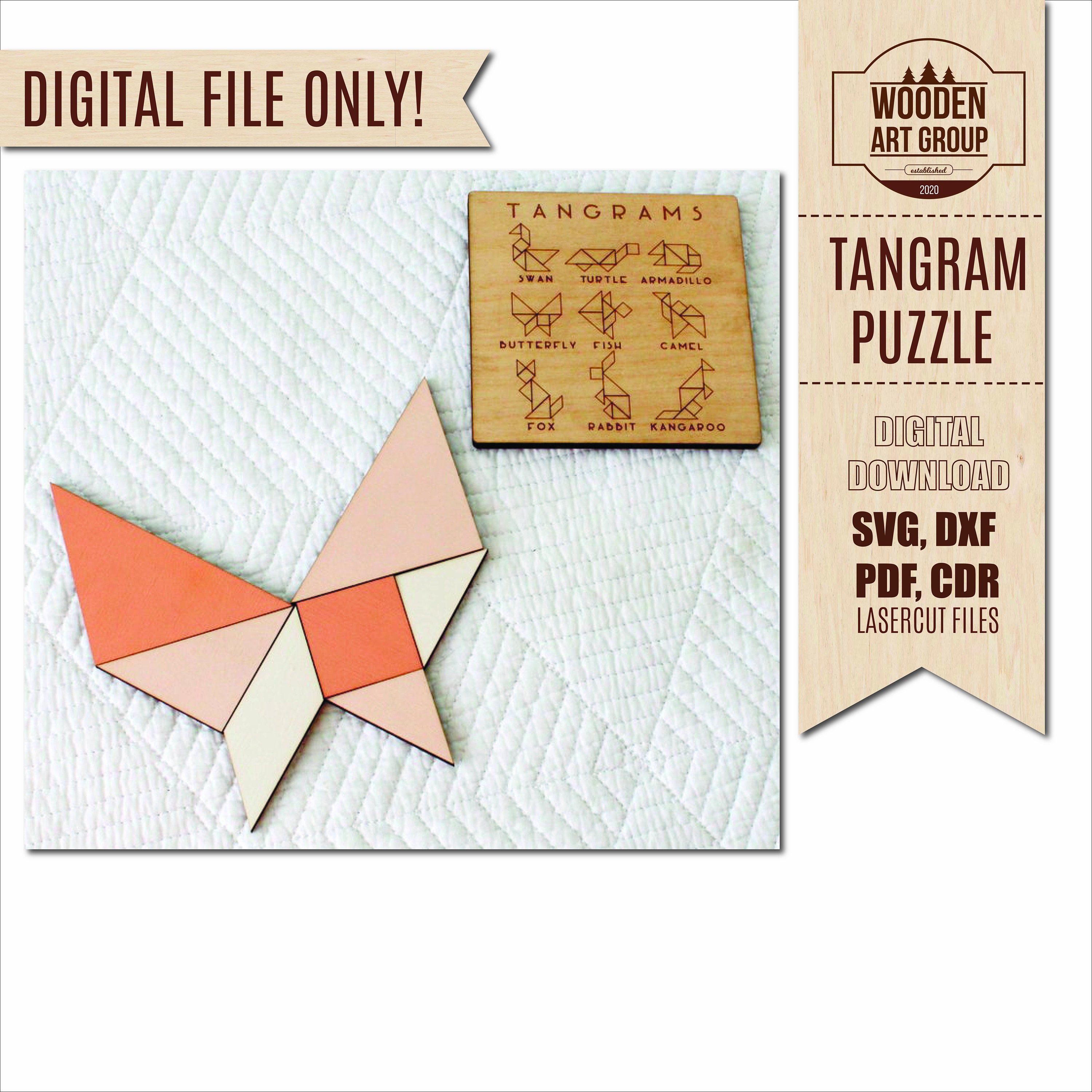 Laser Cut Puzzle, Laser Cut Files, Woodworking Plans, Tangram, Birthday ...