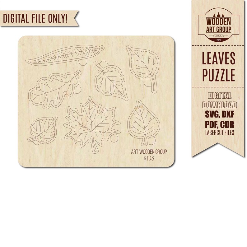 Laser Cut Puzzle, Laser Cut Files, Woodworking Plans, Leaf Puzzle, 1st ...