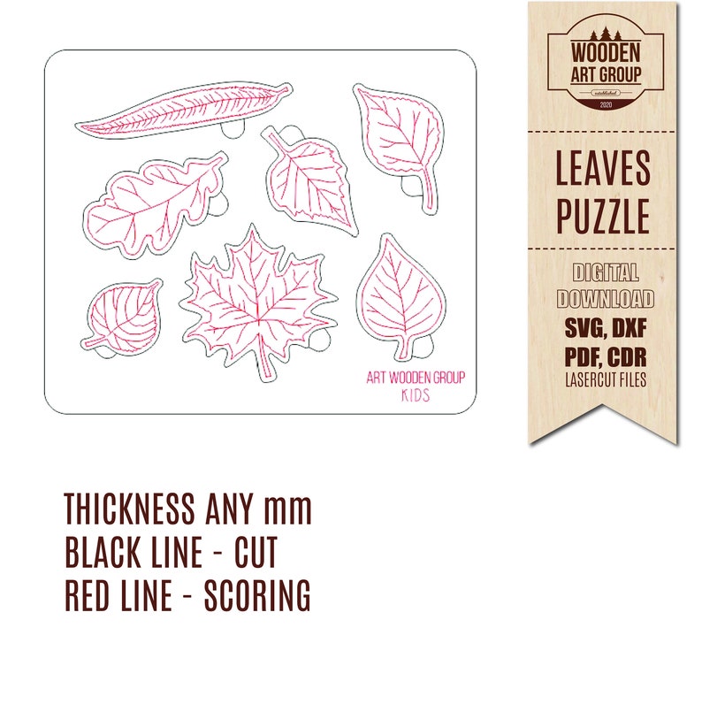 Laser Cut Puzzle, Laser Cut Files, Woodworking Plans, Leaf Puzzle, 1st ...