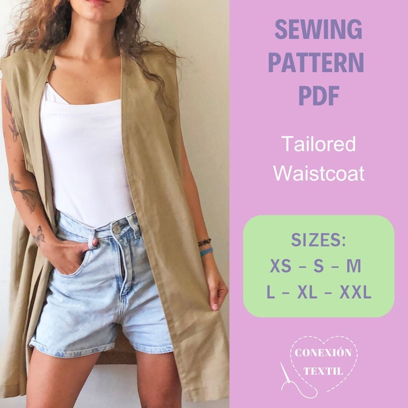 PRINTABLE PDF PATTERN A4 and Tutorial Open Tailored Waistcoat, to Look ...