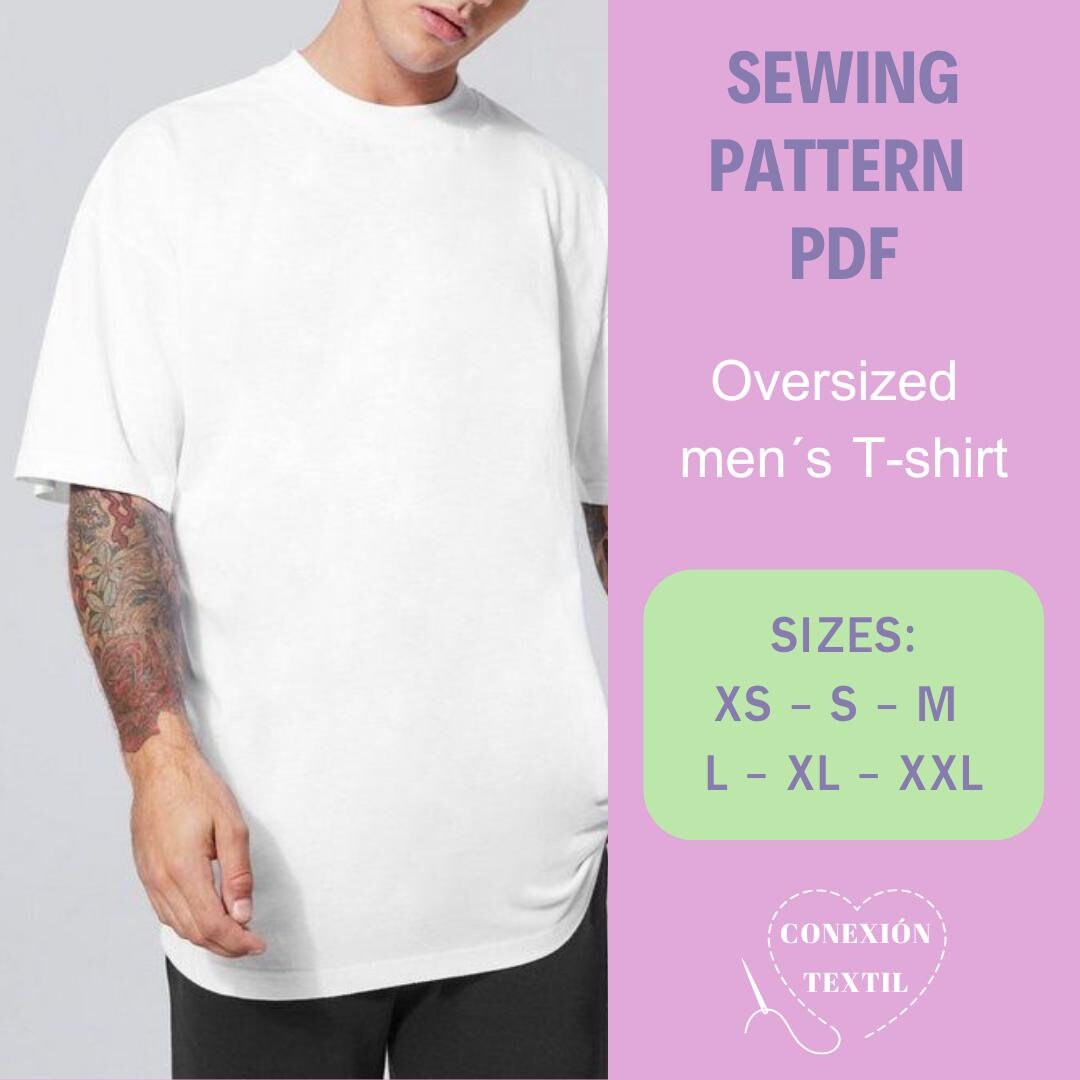 Printable PDF Sewing Pattern A4 and Tutorial Oversized Men T-shirt. DIY ...