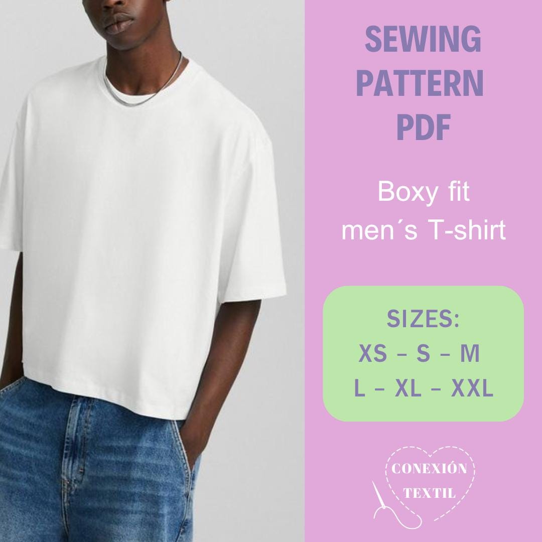 Printable PDF Sewing Pattern and tutorial A4 boxy fit men t-shirt ...