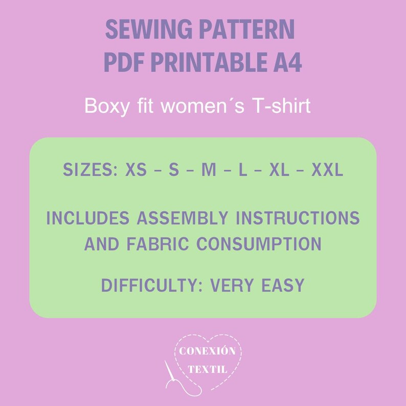 Boxy Tshirt Printable PDF Sewing Pattern and Tutorial A4 WOMEN Shirt ...
