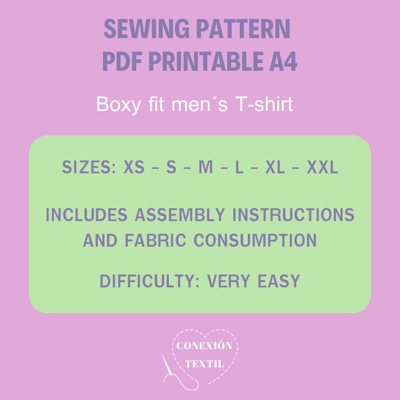 Printable PDF Sewing Pattern and tutorial A4 boxy fit men t-shirt ...