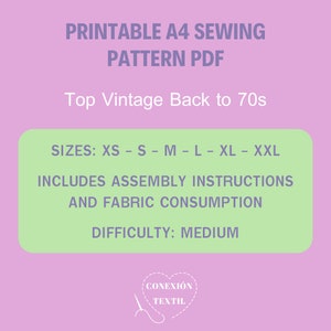 Printable A4 Vintage Top Sewing Pattern PDF - Etsy