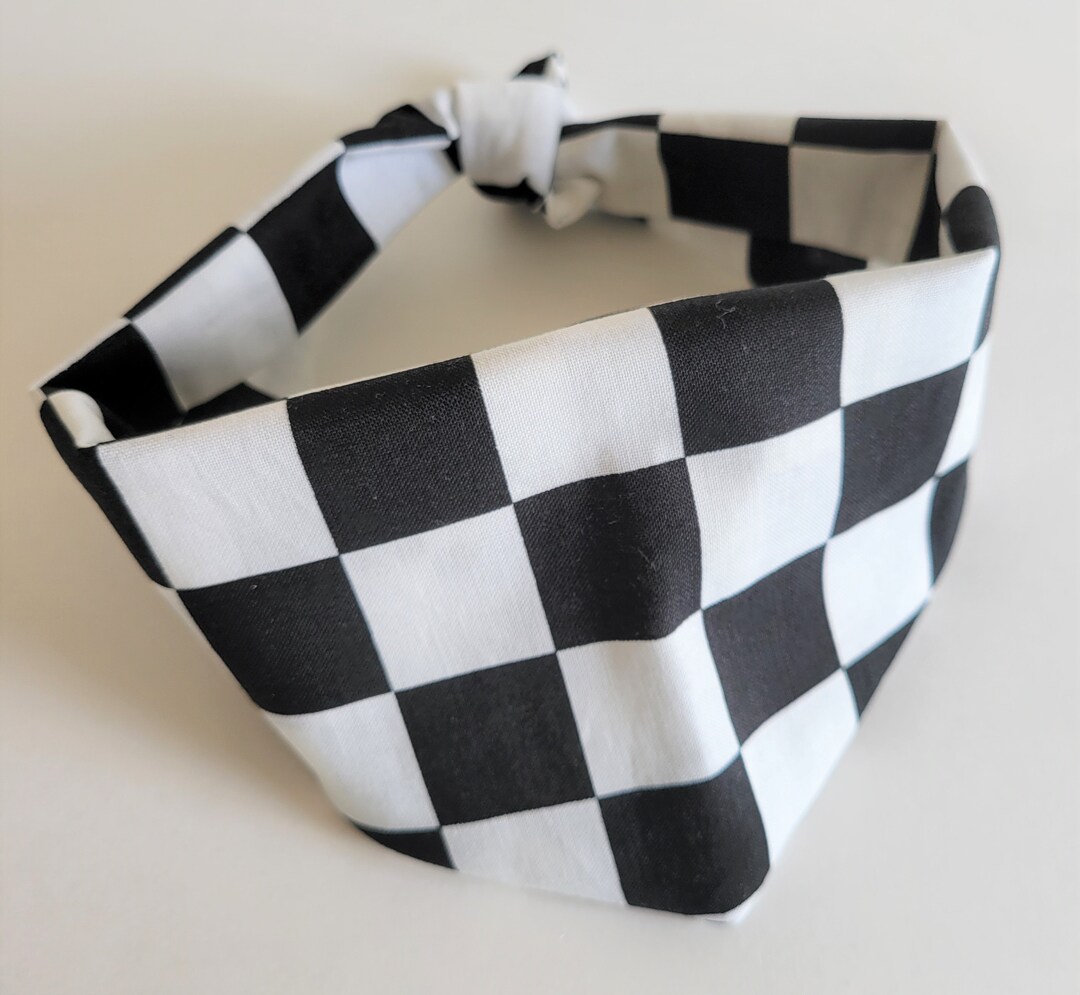 Black White Checkered Fabric Bandana - Etsy