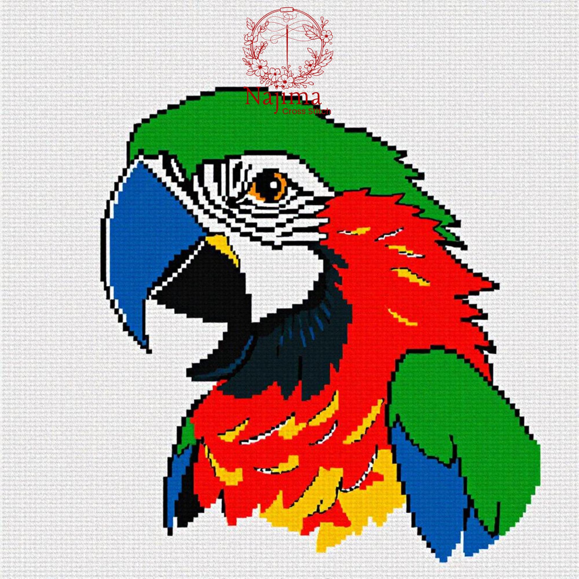 Colorful Parrot Cross Stitch Pattern, Animals Cross Stitch Designs ...