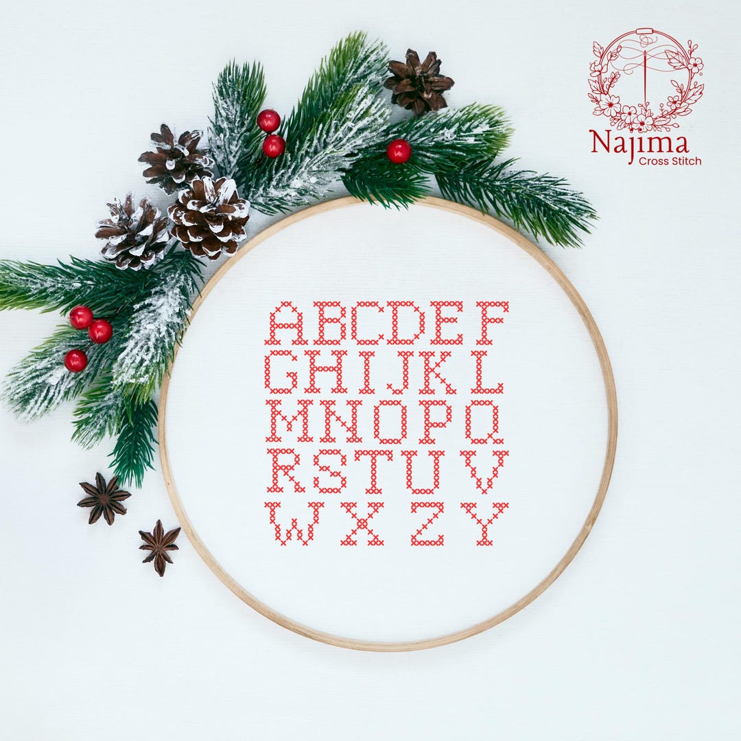 Personalized Alphabet Cross Stitch Pattern: Festive Embroidery (PDF ...