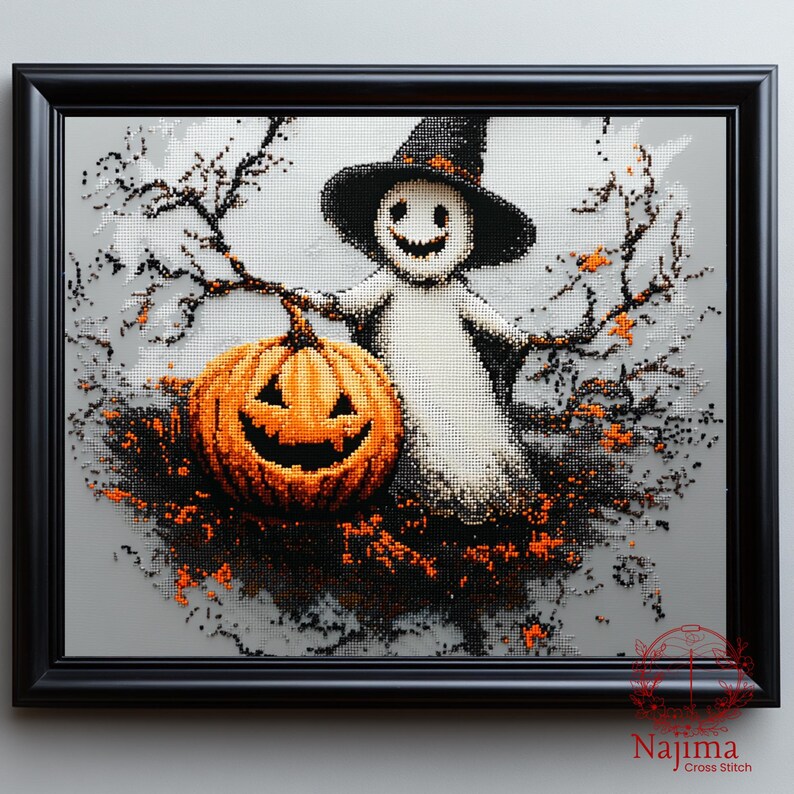 Ghost Cross Stitch Pattern Craft Kits, Make Your Own Autumn Decor for ...