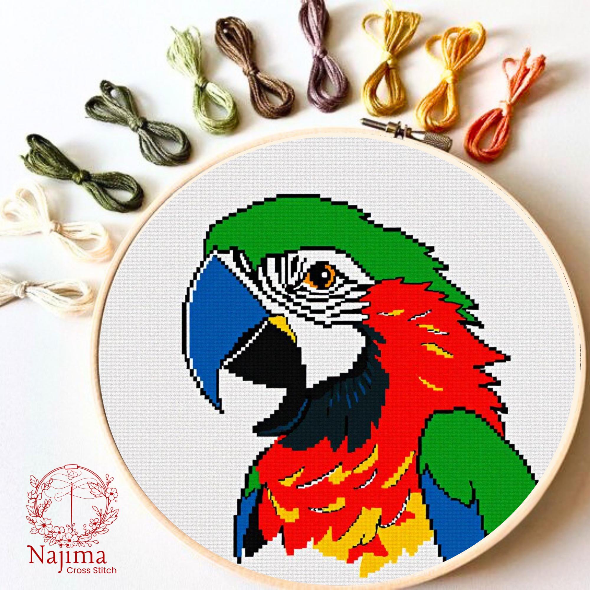 Colorful Parrot Cross Stitch Pattern, Animals Cross Stitch Designs ...