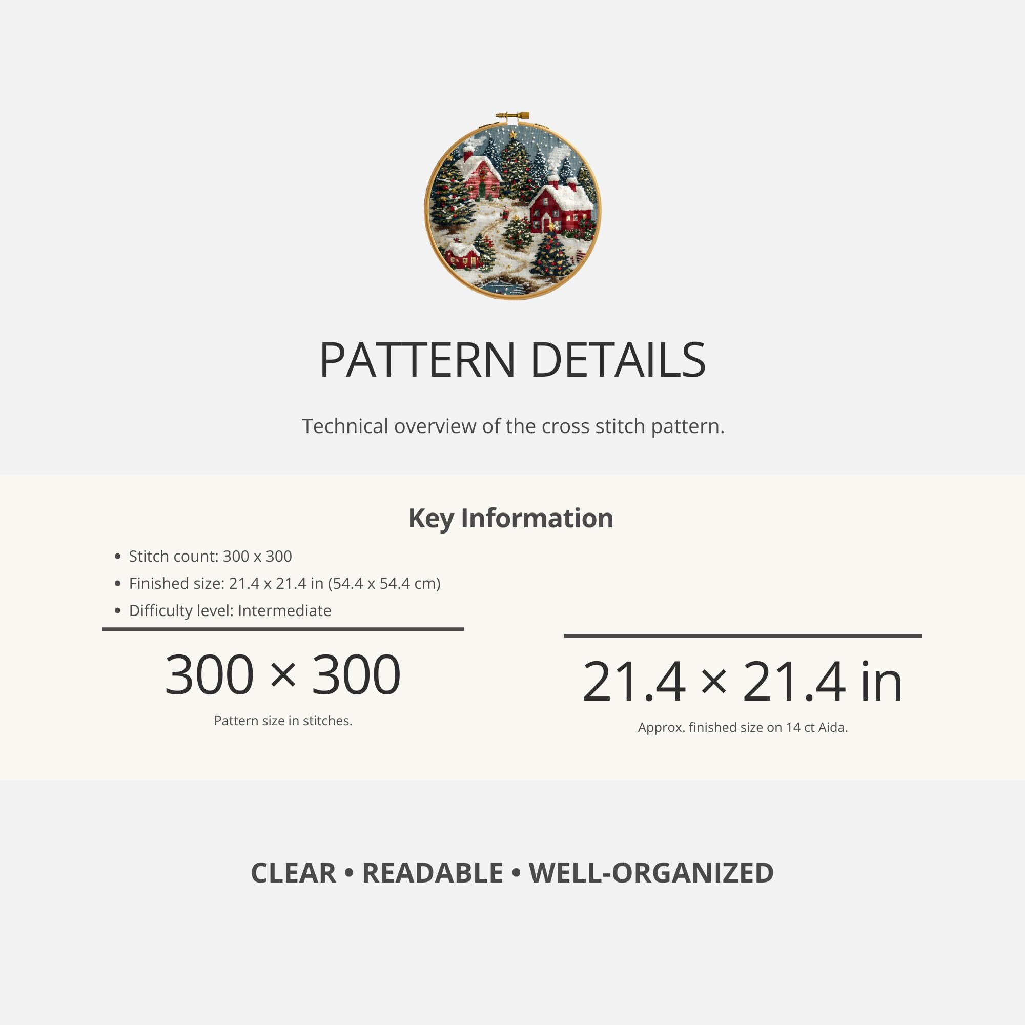 Winter Village Cross Stitch Pattern, Christmas Snowy Landscape, Holiday ...