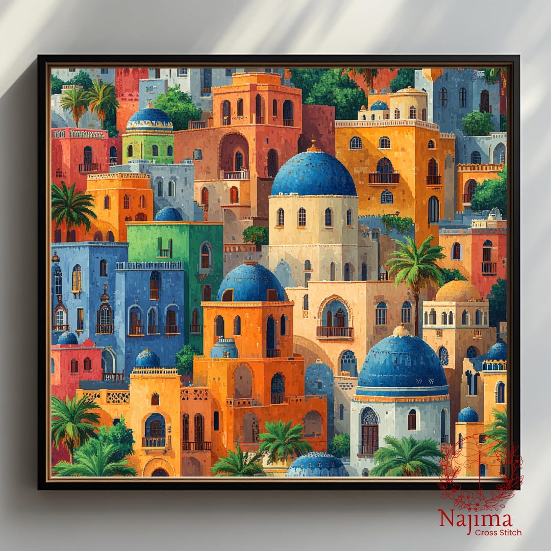 Arabic City Cross Stitch Pattern: Islamic Architecture (digital ...