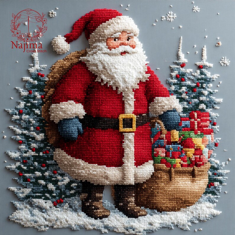Santa Claus Cross Stitch Pattern: Christmas Embroidery Design (beginner ...